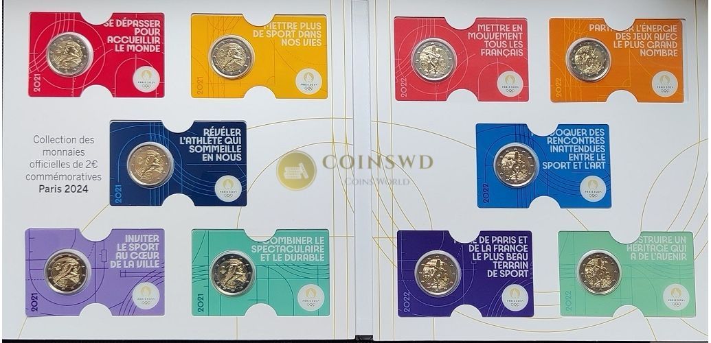 France 20 coins set 2021-2024 "Olympic Games in Paris" Full set of ...
